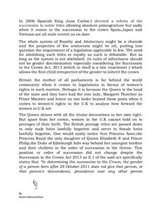 Male primogeniture UK royalty & aristocracy | PDF