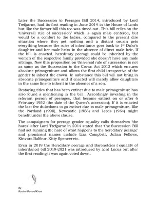 Male primogeniture UK royalty & aristocracy | PDF