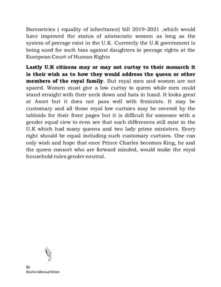 Male primogeniture UK royalty & aristocracy | PDF