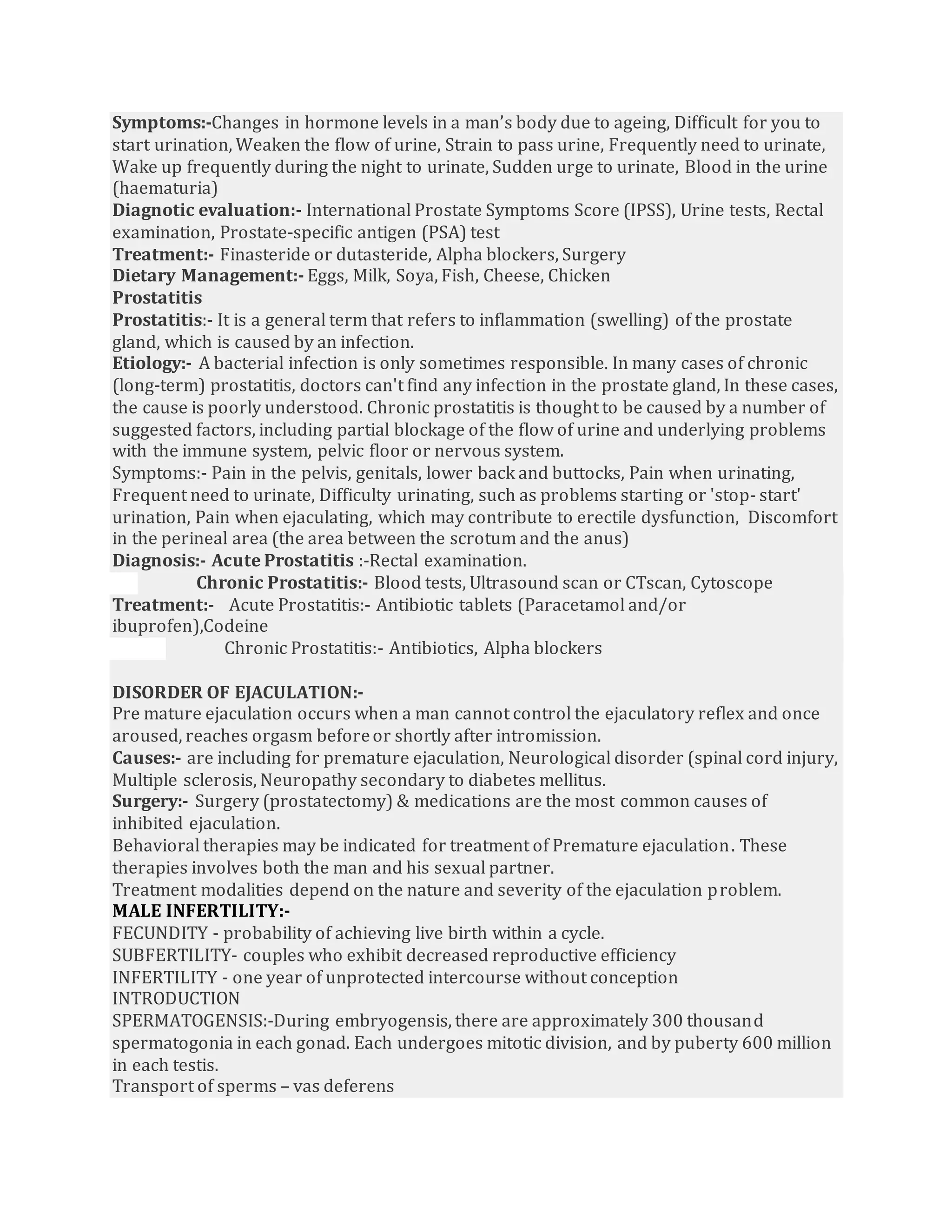 Male reproductive system disorders | DOCX