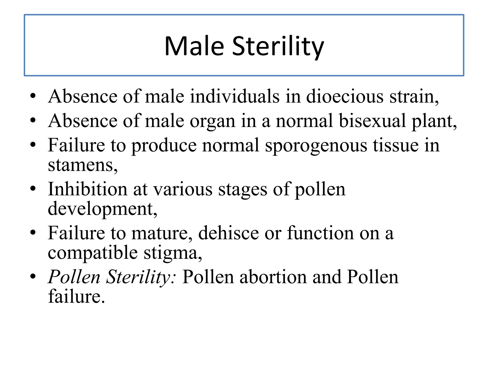 Male sterility in plants | PPTX