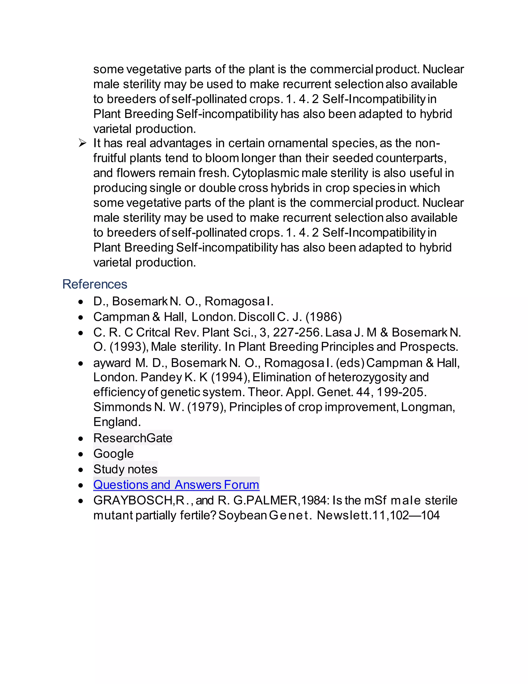 Male sterility in plant breeding | DOCX