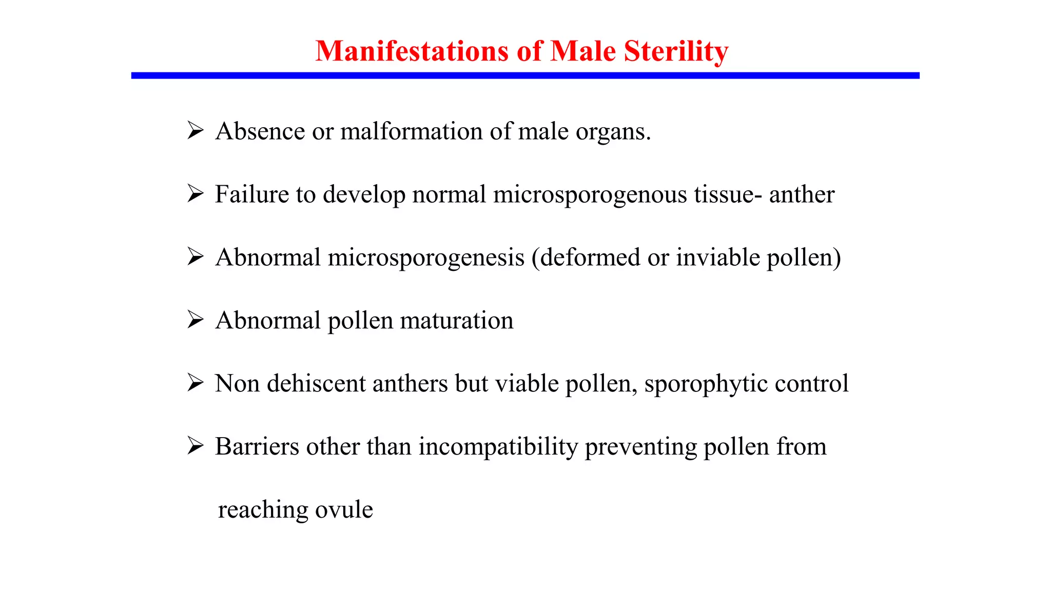 Male sterility in plant breeding | PPTX