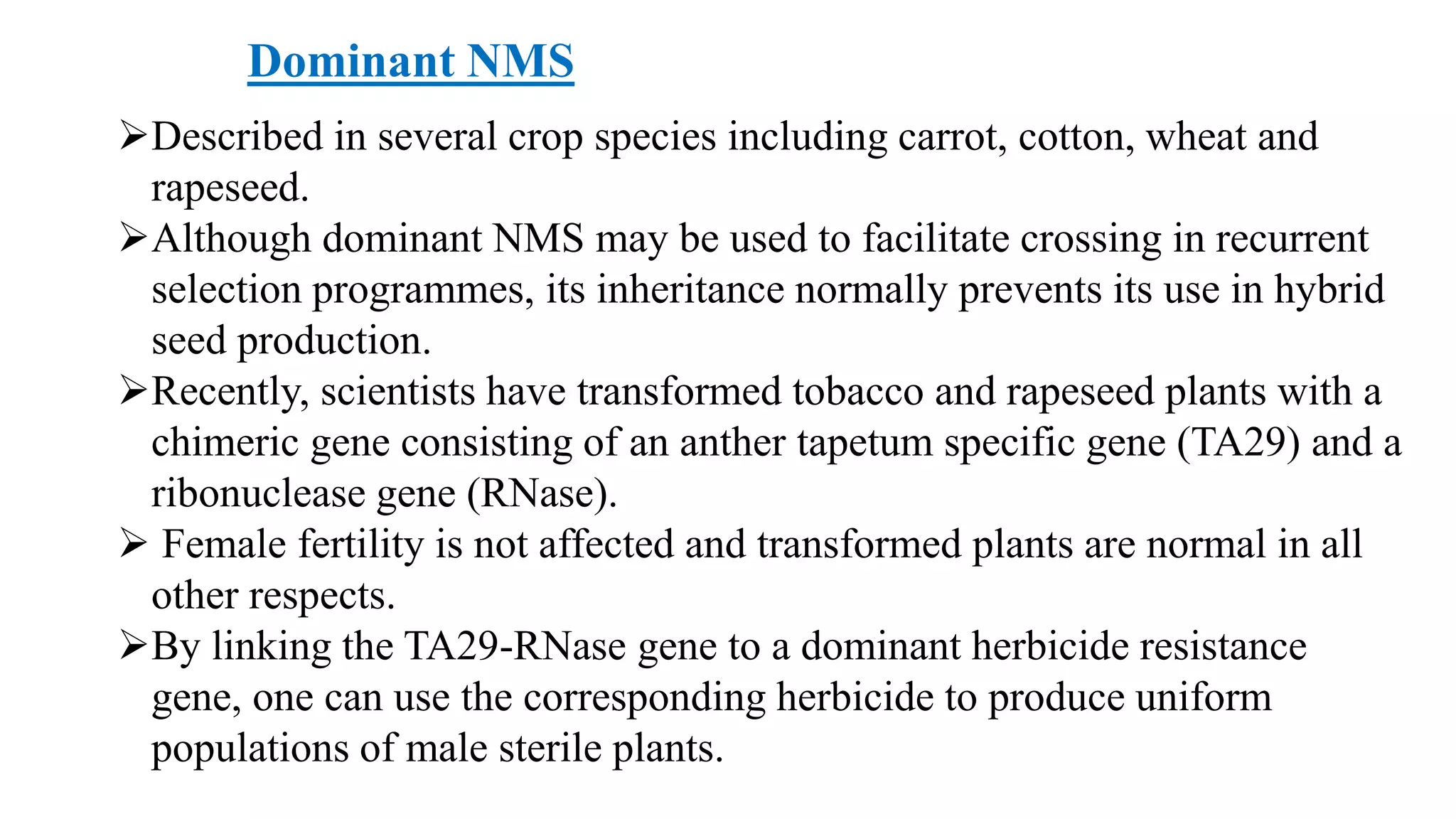 Male sterility in plant breeding | PPTX