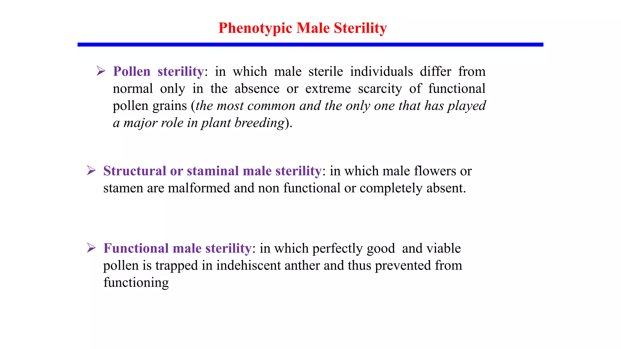 Male sterility in plant breeding | PPTX