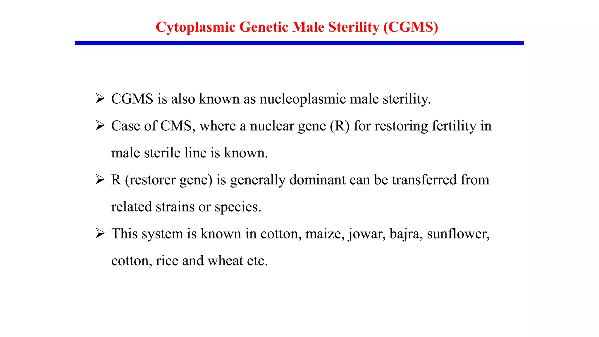 Male sterility in plant breeding | PPTX