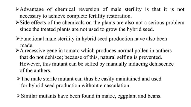 Male sterility in plant breeding | PPTX | Infertility | Reproductive Health