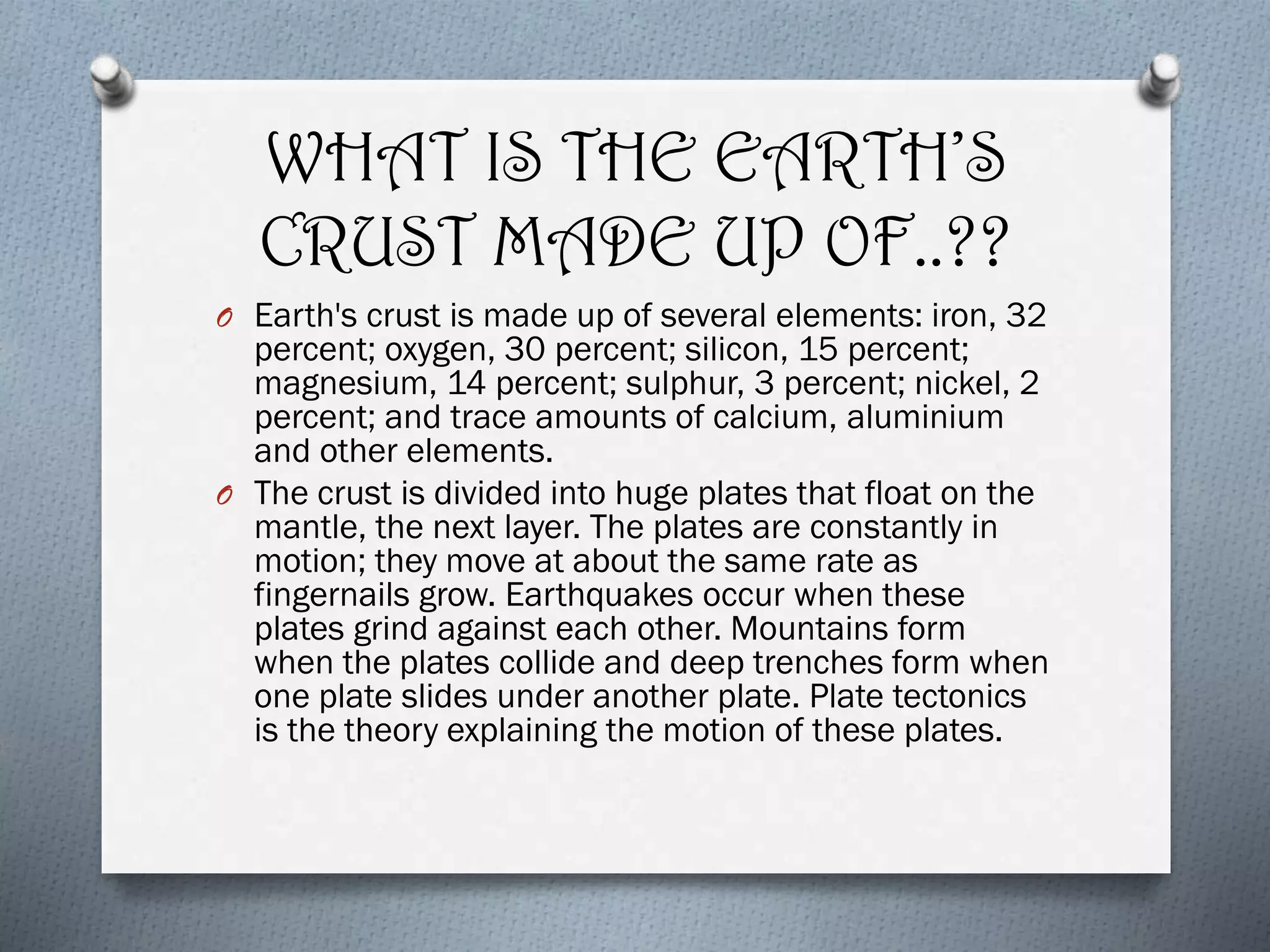 THE EARTH'S CRUST | PPTX