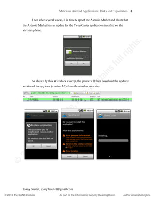 Malicious android-applications-risks-exploitation 33578 | PDF