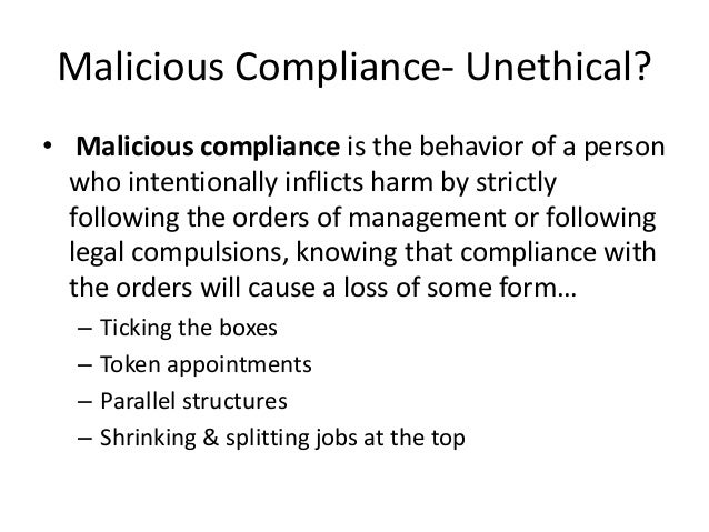 Malicious compliance to bbb ee- governance week 2013
