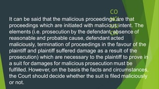 Law of tort (Malicious Prosecution) | PPTX