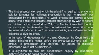Law of tort (Malicious Prosecution) | PPTX