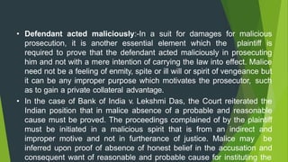 Law of tort (Malicious Prosecution) | PPTX