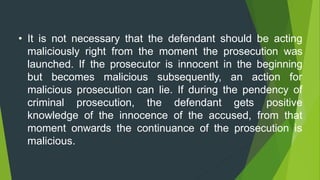 Law of tort (Malicious Prosecution) | PPTX