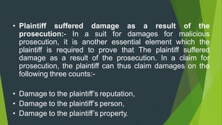 Law of tort (Malicious Prosecution) | PPTX