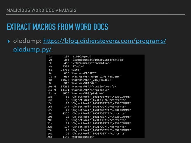 Malicious Word Document Analysis | PPT