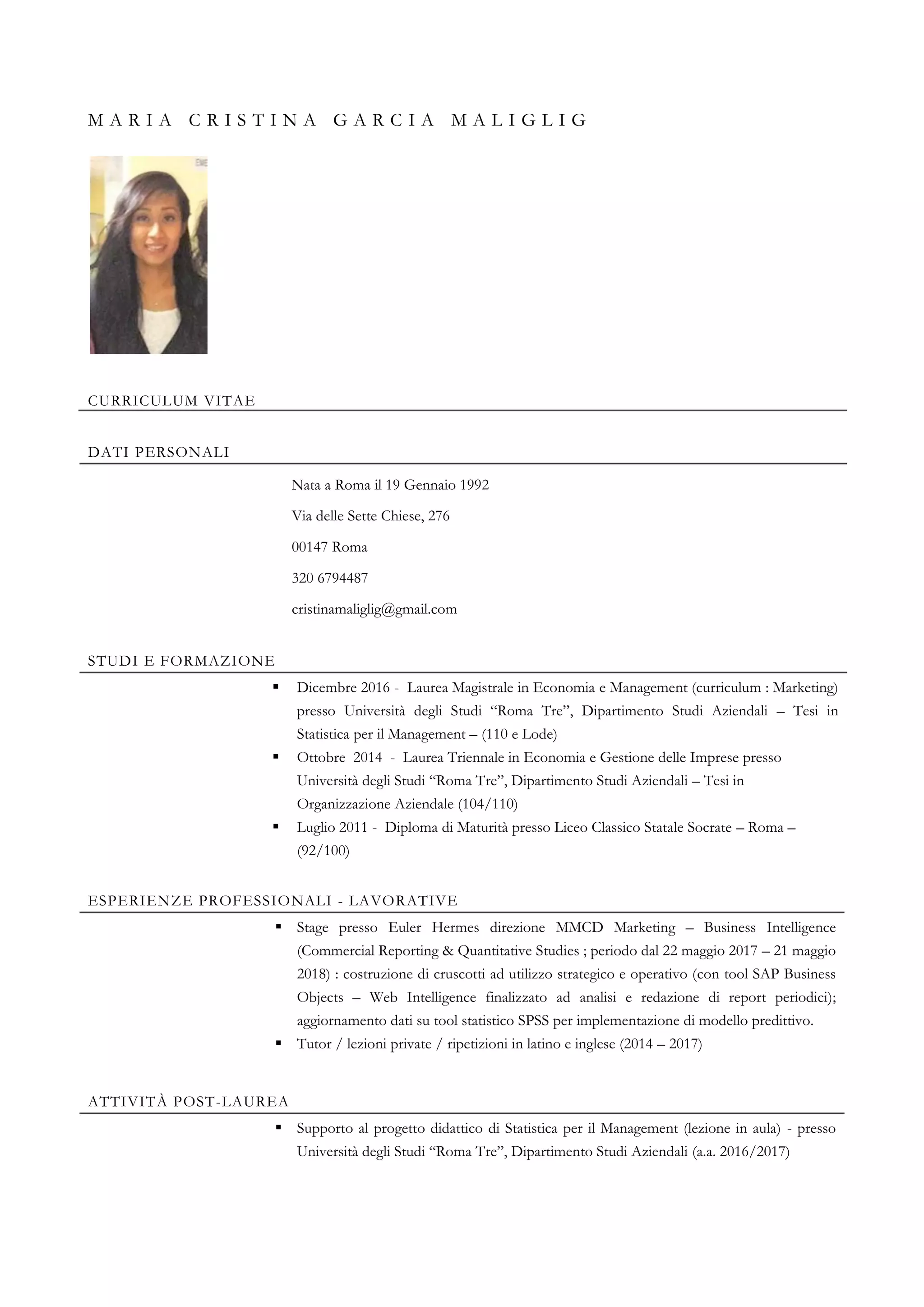 Maliglig maria cristina cv | PDF
