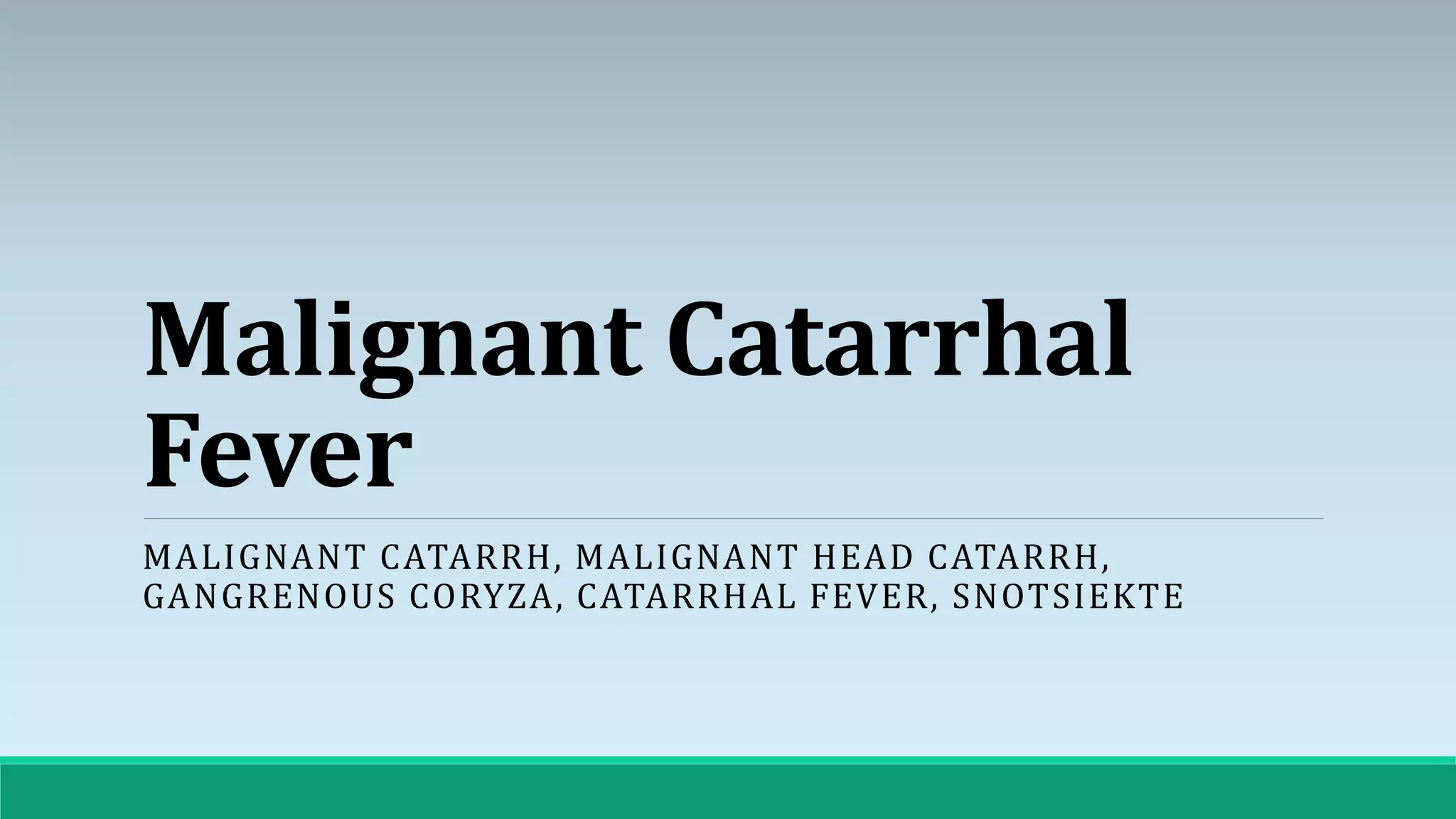 Malignant catarrhal fever | PPTX