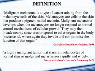Malignant melanoma Dr chithra p | PPT