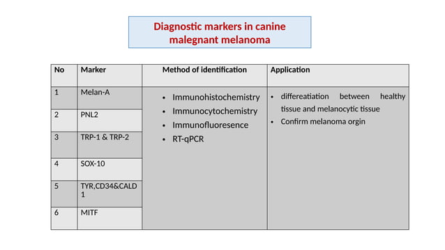 Malignant melanoma in dogs: diagnosis and treatment | PPTX