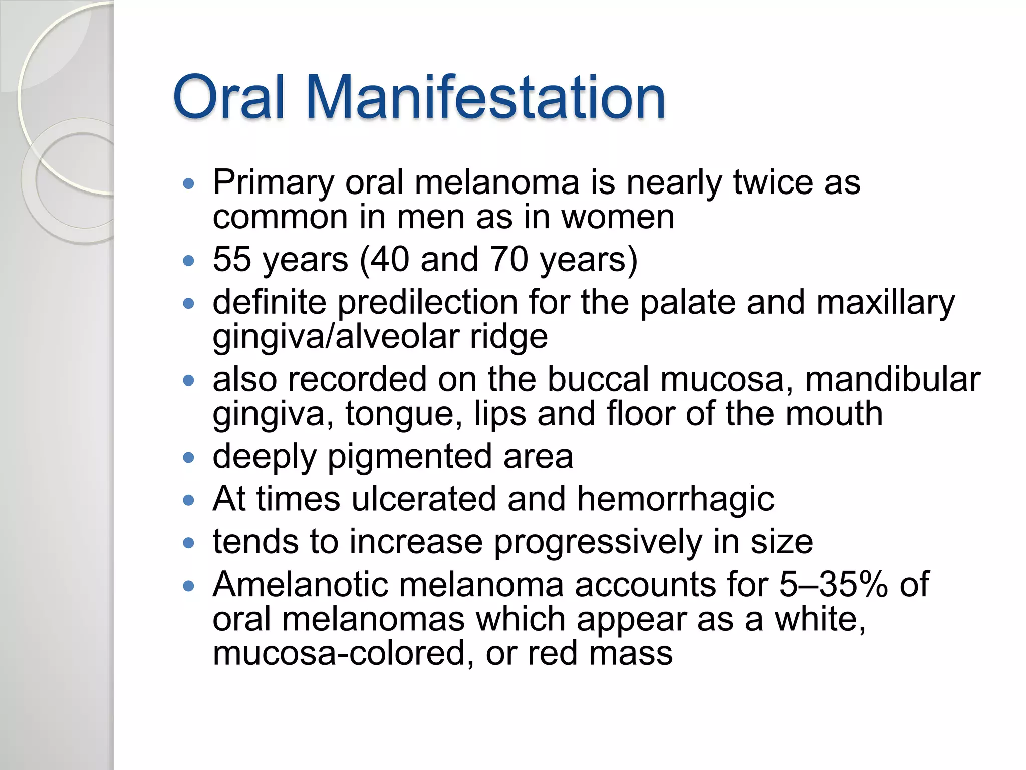 Malignant melanoma of the oral cavity | PPTX