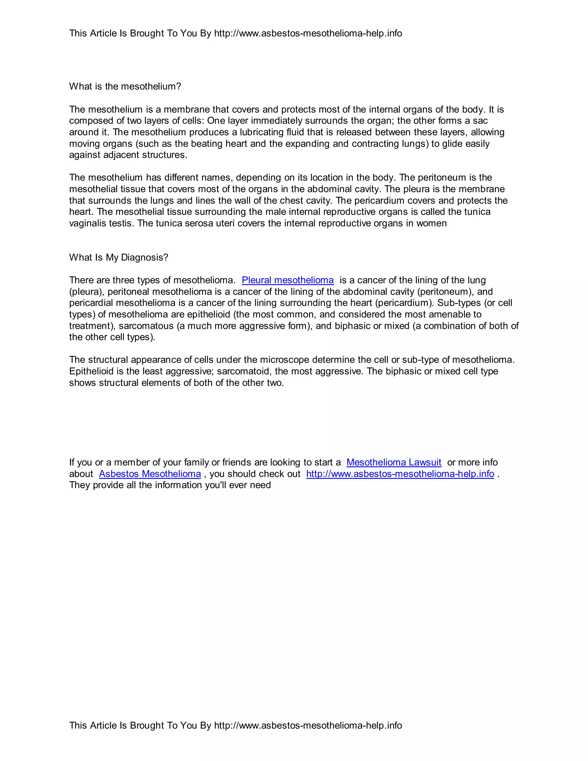 Malignant mesothelioma | PDF