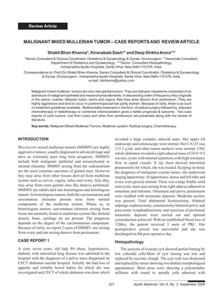 Malignant Mixed Mullerian Tumor – Case Reports and Review Article | PDF ...