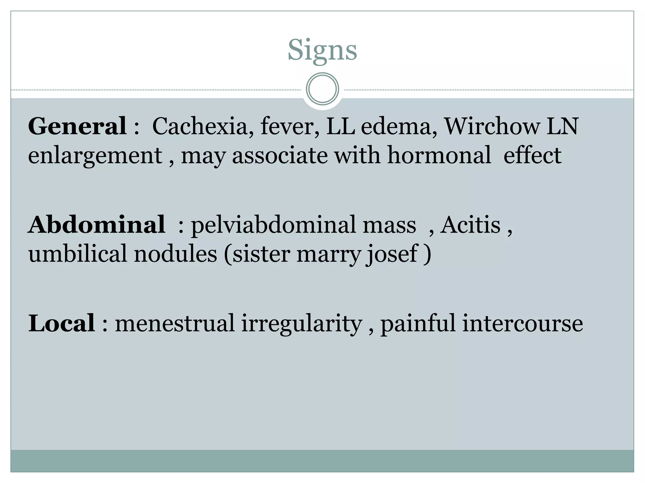 Malignant ovarian cysts | PPTX