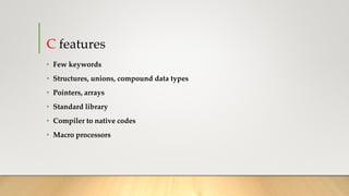 Introduction to C programming | PPTX | Programming Languages | Computing