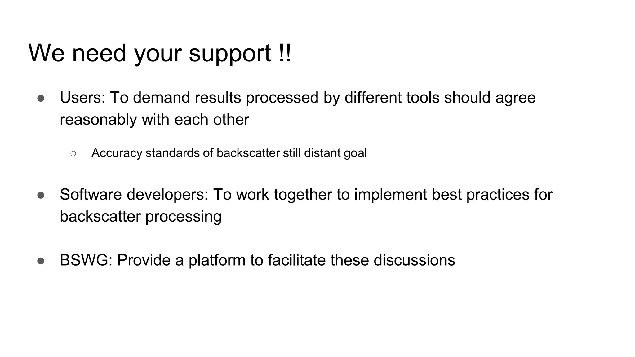 Backscatter Working Group Software Inter-comparison Project Requesting and Comparing ...
