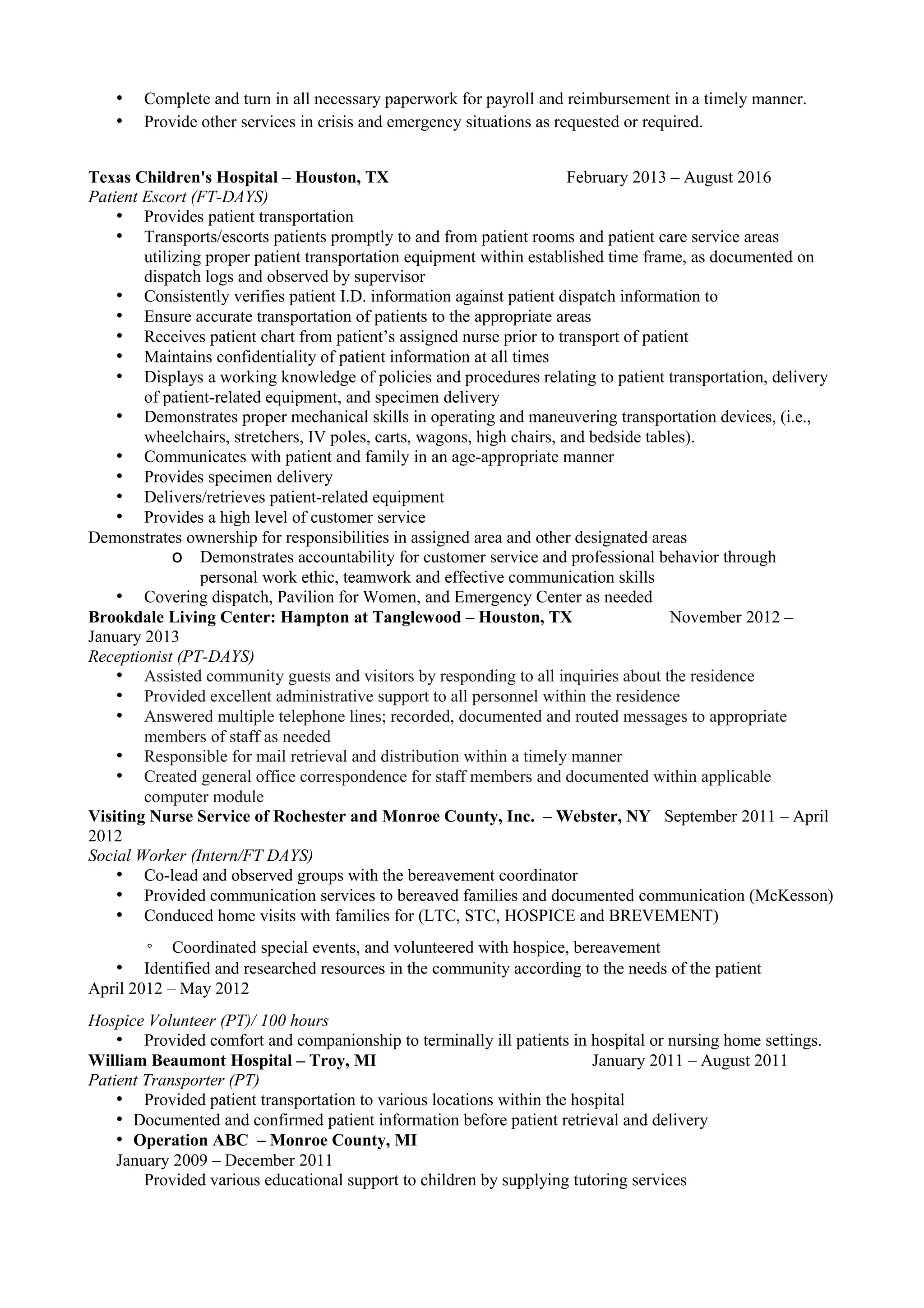 Malinda lee resume 2017 | DOC