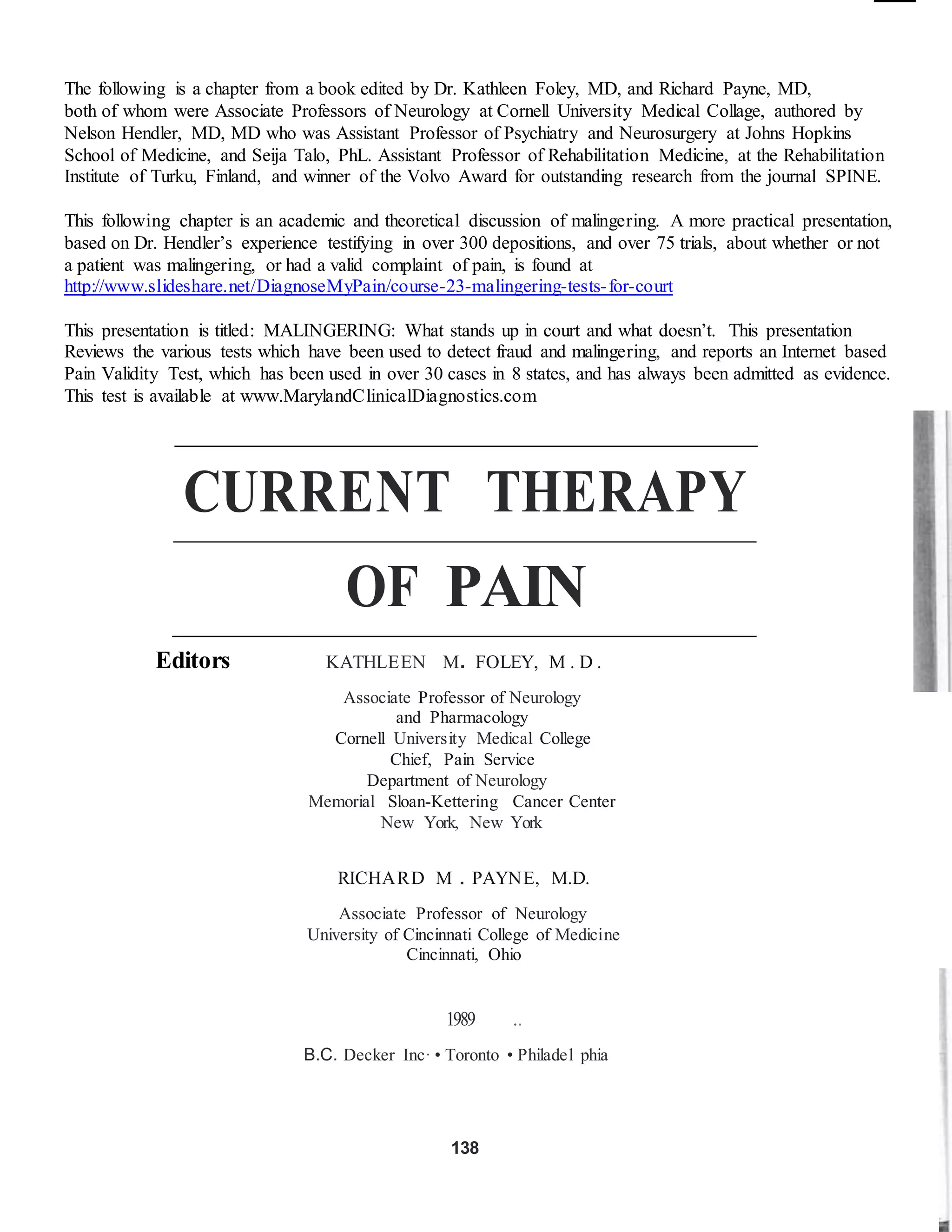 Malingering and how to spot it | DOCX