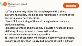 Malingering ppt of more use for students | PPTX