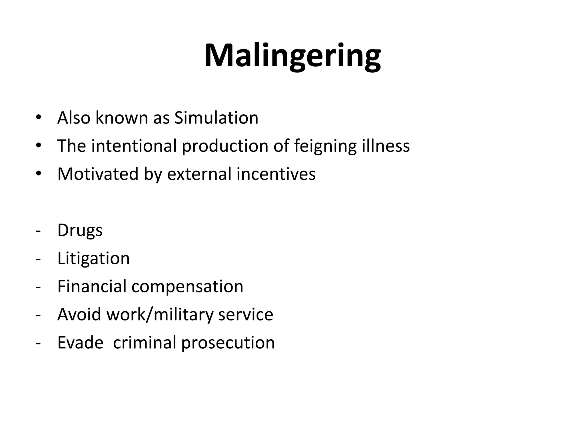 Malingering (Case presentation) | PPTX
