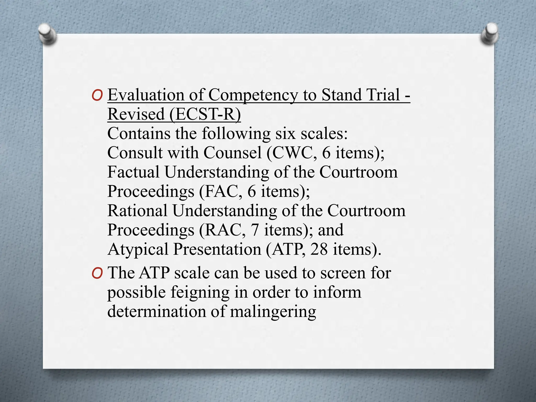 Malingering presentation for forensic evaluations | PPTX