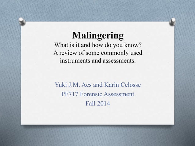 Malingering presentation for forensic evaluations | PPTX