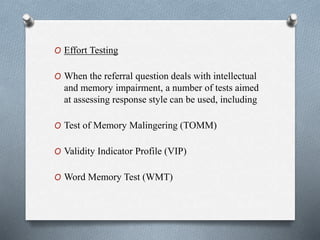 Malingering presentation for forensic evaluations | PPTX