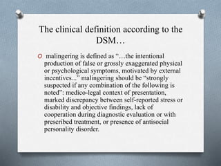 Malingering presentation for forensic evaluations | PPTX
