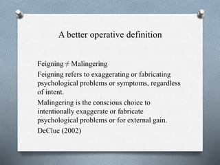 Malingering presentation for forensic evaluations | PPTX