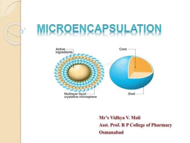 Microencapsulation by Mali vv | PPTX | Chemistry | Science