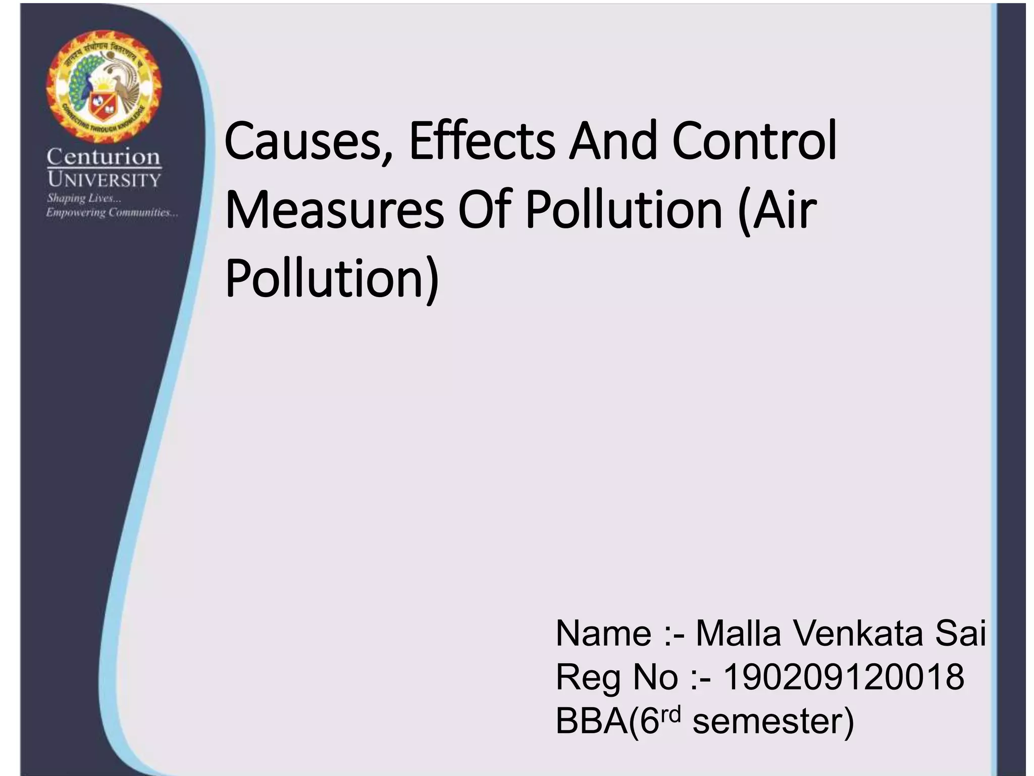 causes , effect and control measures of pollution (air pollution) | PPT