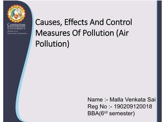 causes , effect and control measures of pollution (air pollution) | PPT
