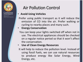 causes , effect and control measures of pollution (air pollution) | PPT