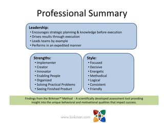 Bio_Professional Summary | PPT