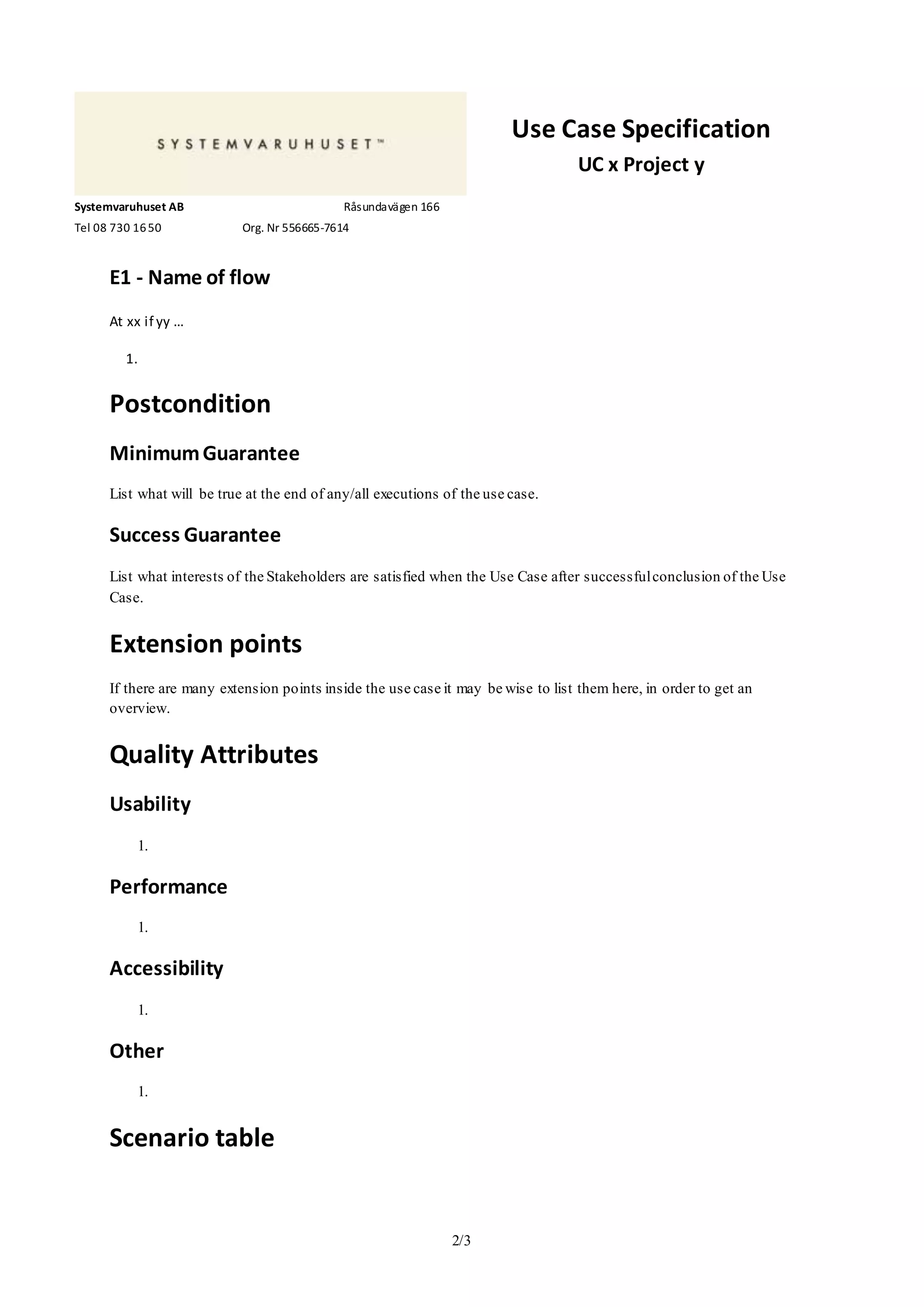 Template for writing Use Case Specifications | DOCX | Technology ...