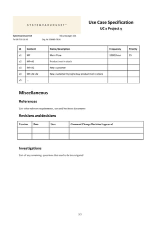 Template for writing Use Case Specifications | DOCX | Technology ...