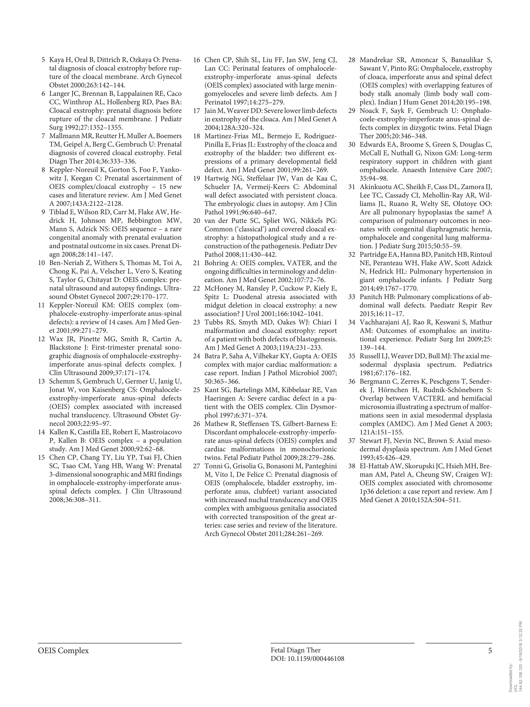 OEIS - omphalocele - exstrophy - imperforate - spinal defects | PDF