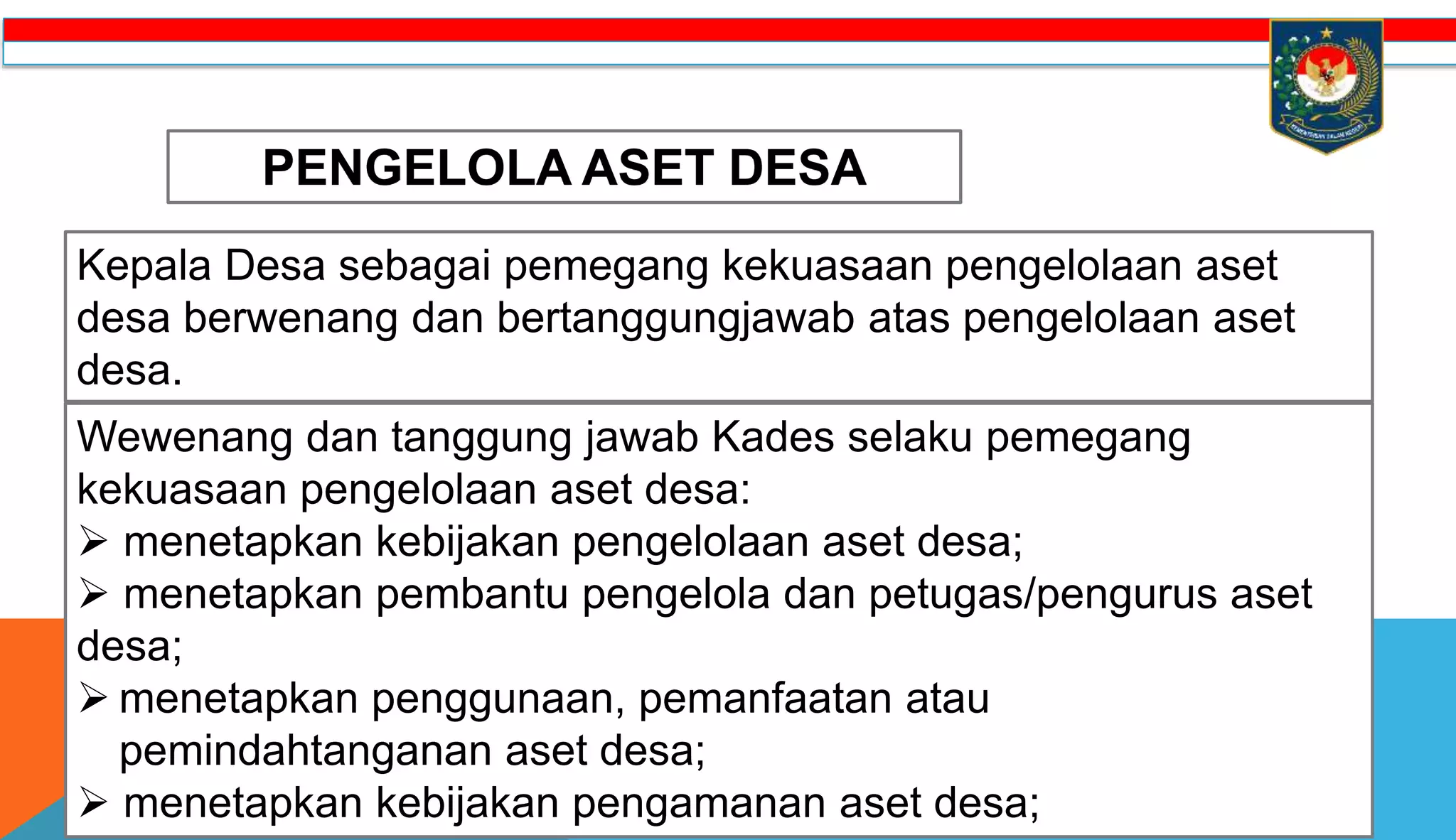 Kebijakan Pengelolaan Aset Desa Berdasarkan Permendagri 1 Tahun 2016 ...