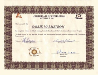 Deltak Certificates 2005 | PDF