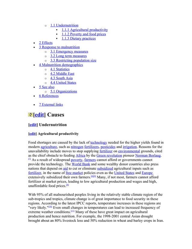 Malnutrition | DOC | Agriculture | Industries